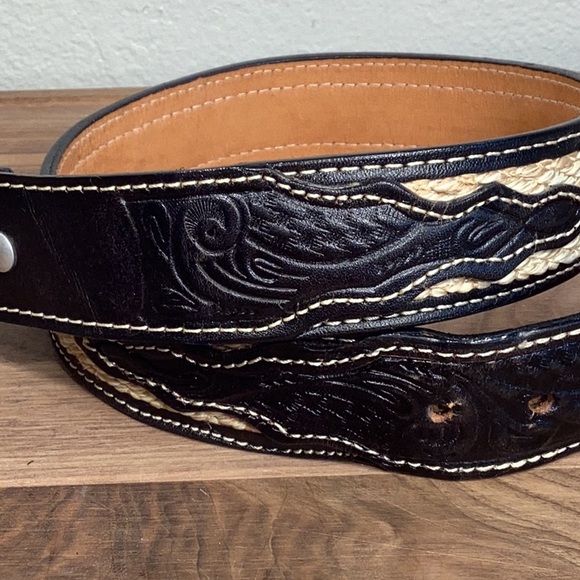 Western | Accessories | Unisex Black Leather Western Belt Made In ...